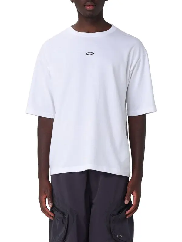 Oakley Cotton T-shirt With Contrasting Graphic Print And Dropped Shoulders - Grey
