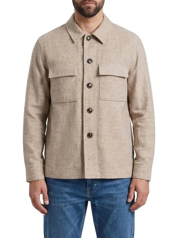 BOSS Virgin Wool Blend Overshirt - Beige