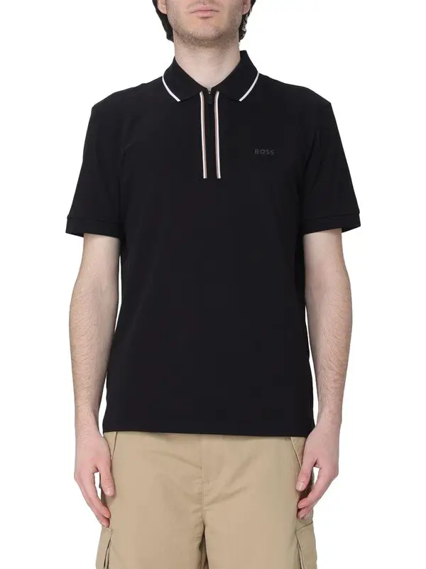 BOSS Cotton Polo Shirt With Logo - Black