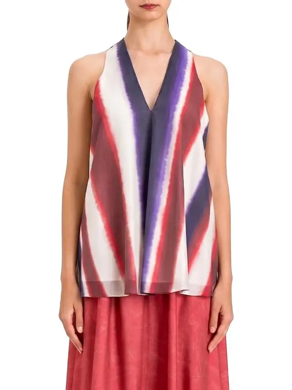 TWINSET Striped Lyocell Halter Top - Multicolor