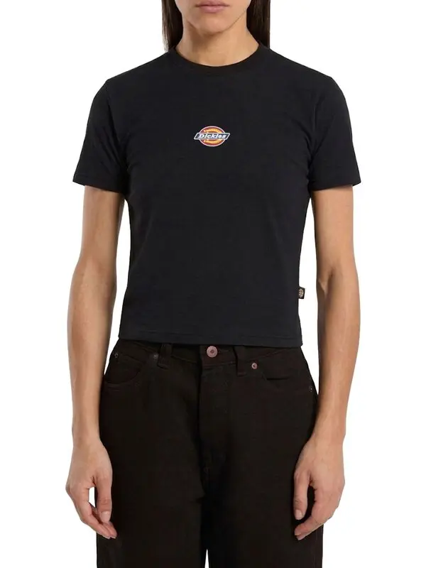 Dickies Cropped Cotton T-shirt With Printed Logo - Black