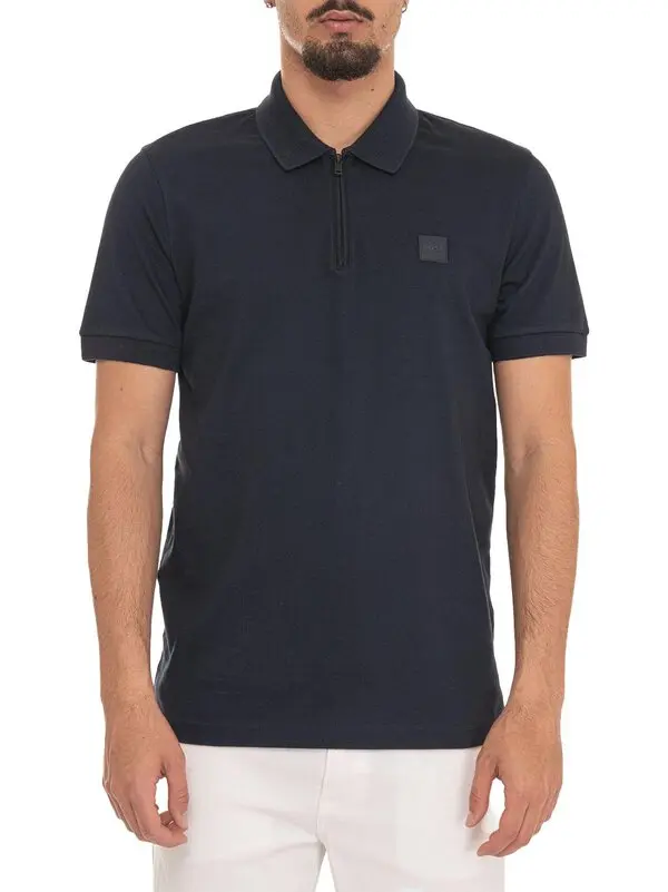 BOSS Cotton Polo Shirt With Logo - Blue