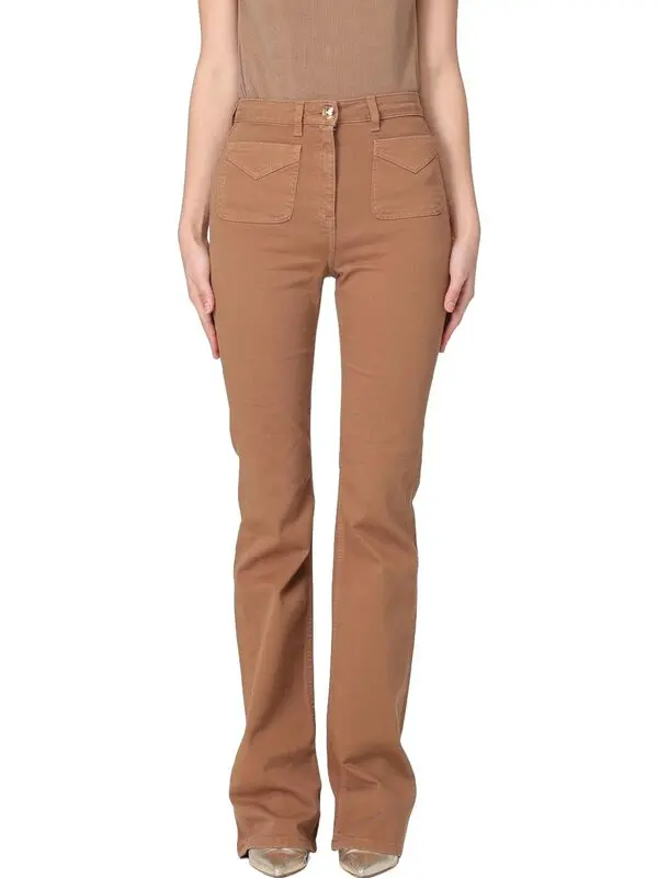 Elisabetta Franchi High Rise Flare Jeans - Brown