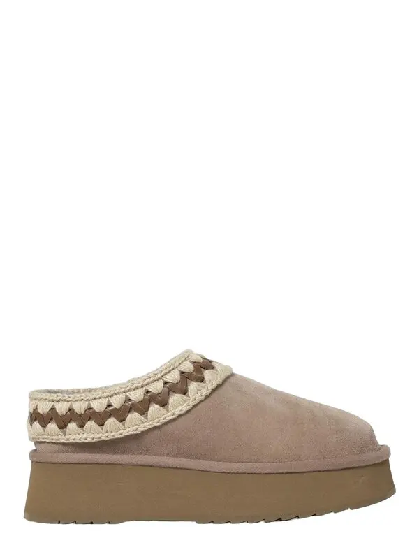 Mou Suede Clogs With Braided Detailing - Grey