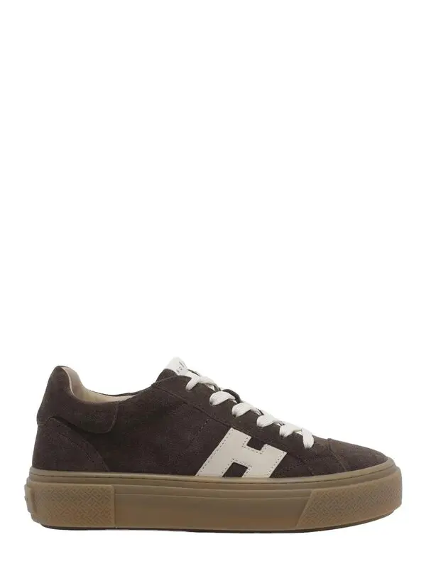 Hogan Crosswind Suede Leather Platform Sneakers - Cocoa
