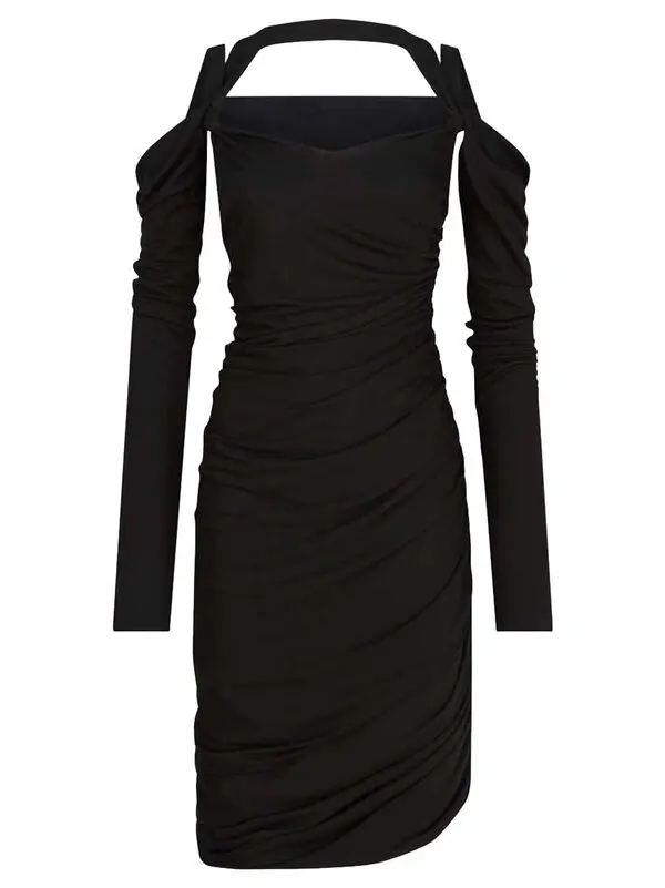 Attico Ruched Dress - Black