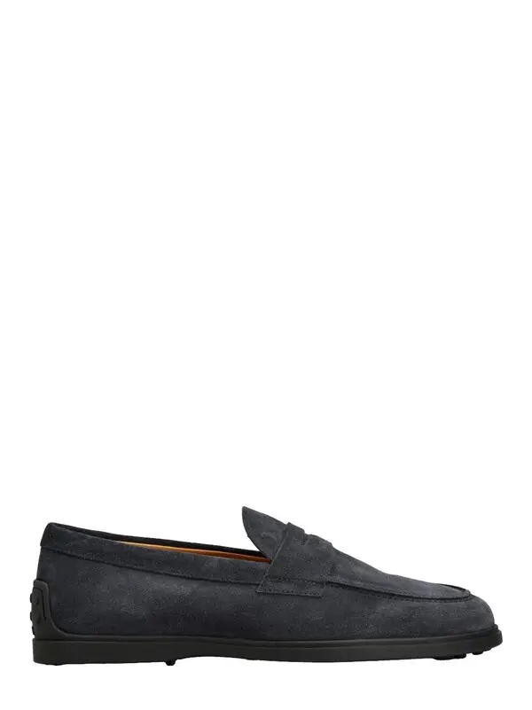 TOD'S Suede Calfskin Loafers With Embossed T Timeless Logo - Blue