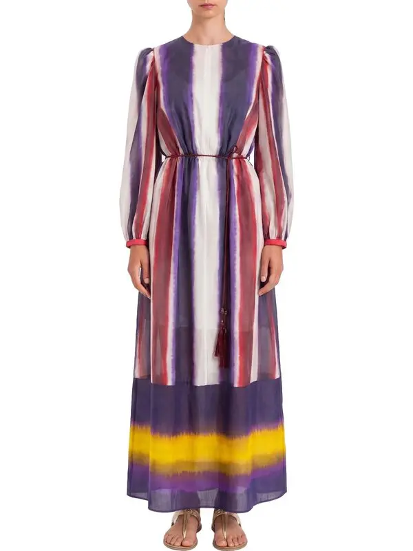 TWINSET Stripe Long Sleeve Maxi Dress - Multicolor