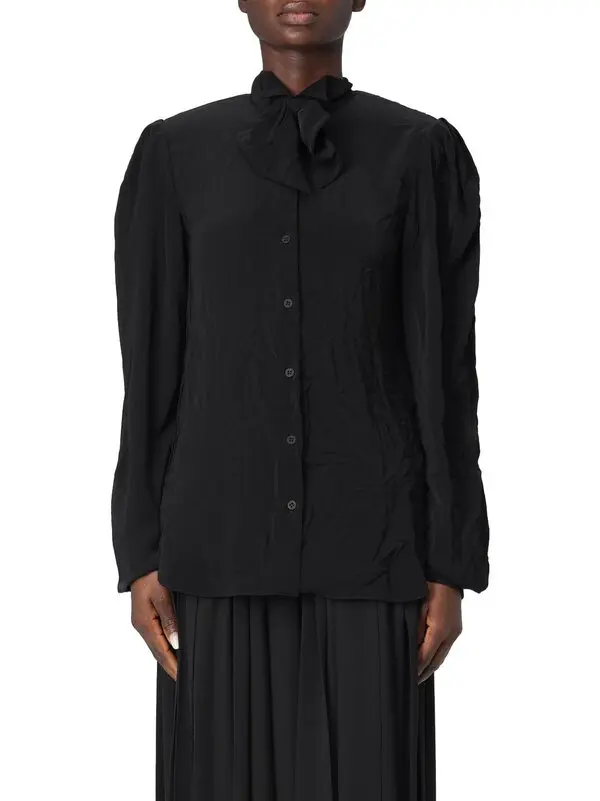 Balenciaga Textured Shirt With Pussy Bow Detail - Black