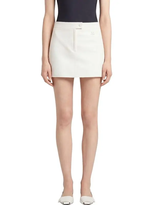 COURREGES Stretch Cotton Blend Mini Skirt - Ivory