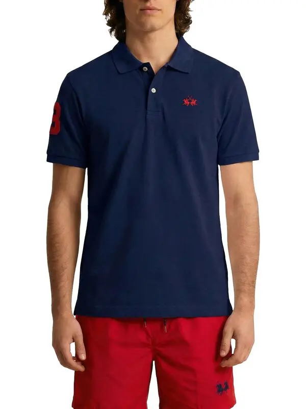 LA MARTINA Cotton Polo Shirt With Logo - Navy