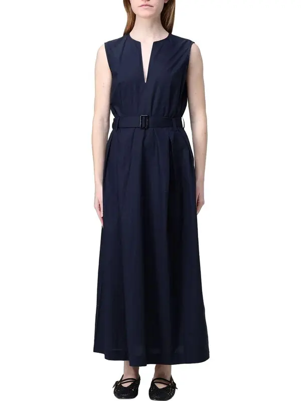 Woolrich Midi Dress With Belt - Blue