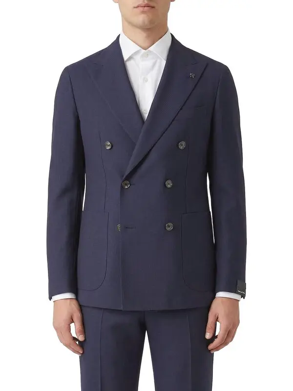 Tagliatore Double Breasted Virgin Wool Blazer - Blue