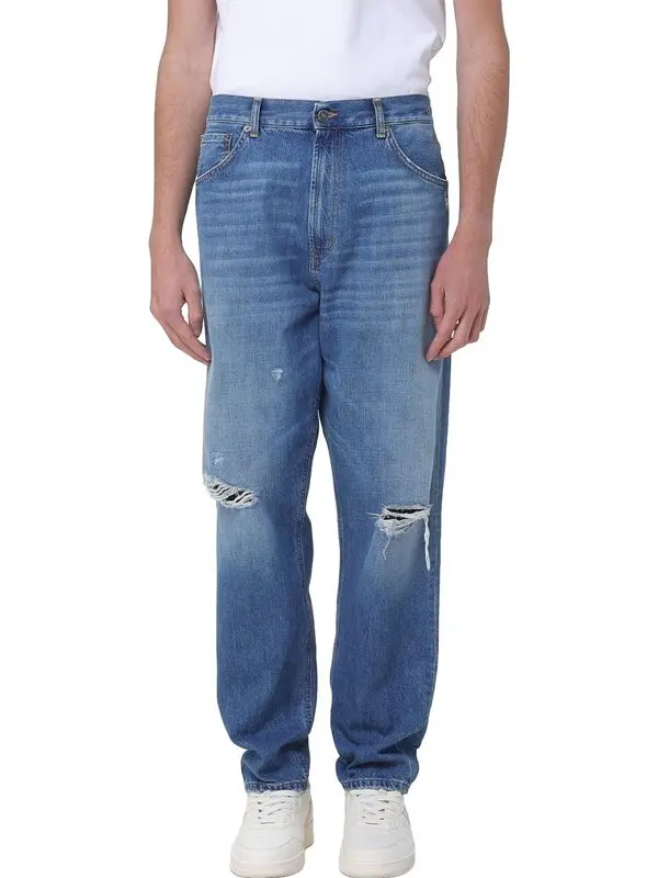 DONDUP Distressed Denim Wide Leg Jeans - Blue