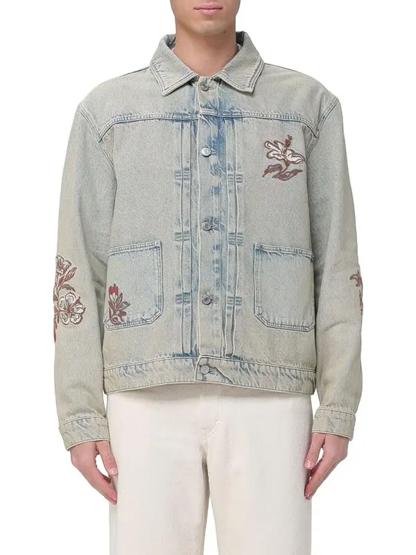 Drole De Monsieur Embroidered Denim Jacket - Dust