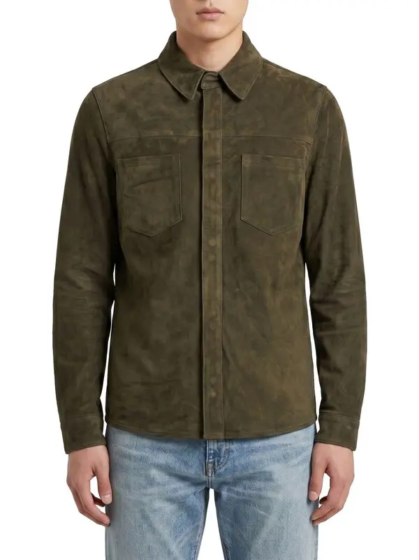 GIORGIO BRATO Suede Shirt - Green