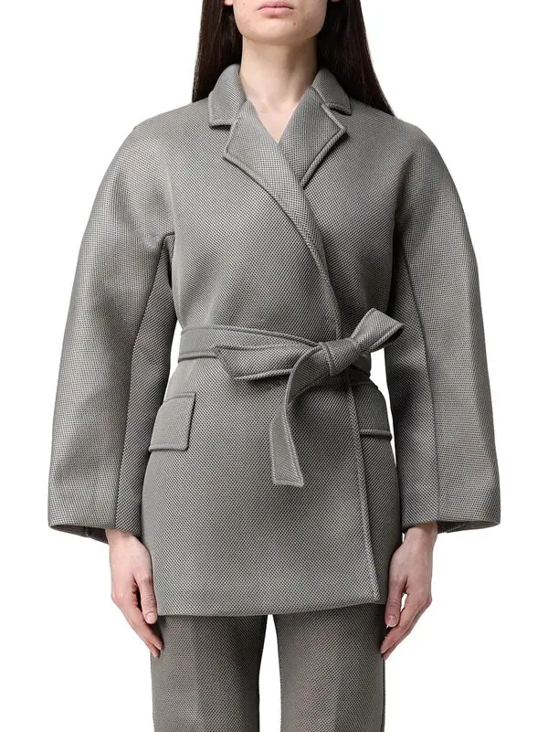 Max Mara Polyester Belted Wrap Jacket - Mastic
