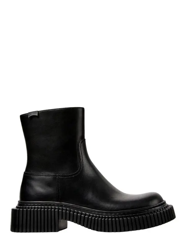 Camper Leather Zip Up Boots - Black