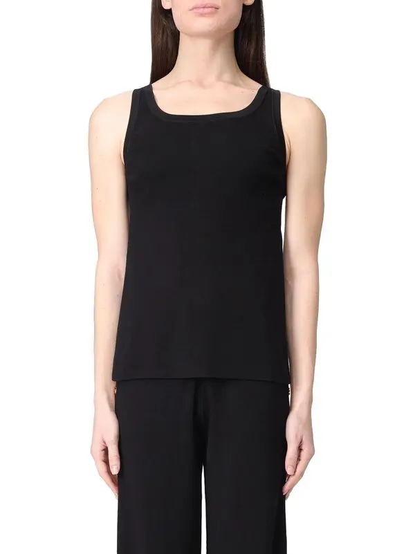 Elisabetta Franchi Ribbed Tank Top With Button Detail - Black