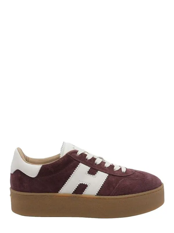 Hogan Suede Leather Platform Sneakers With H Logo - Red