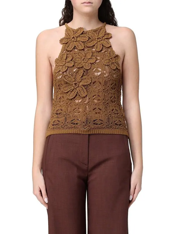Pinko Macramé Lace Nymphea Top - Brown