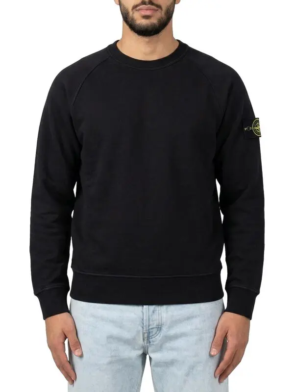 Stone Island Cotton Crew Neck Sweatshirt - Black