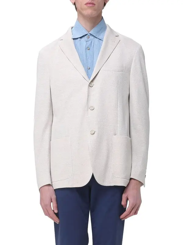 Eleventy Single-breasted Linen And Cotton Blazer - Sand