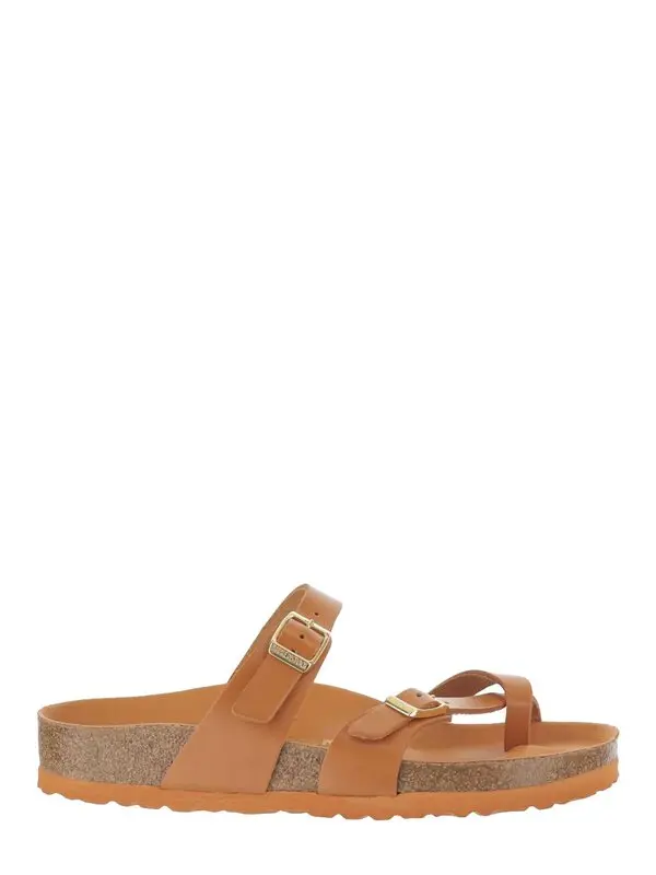 BIRKENSTOCK Mayari Leather Sandals With Double Straps And Buckle Closures - Orange