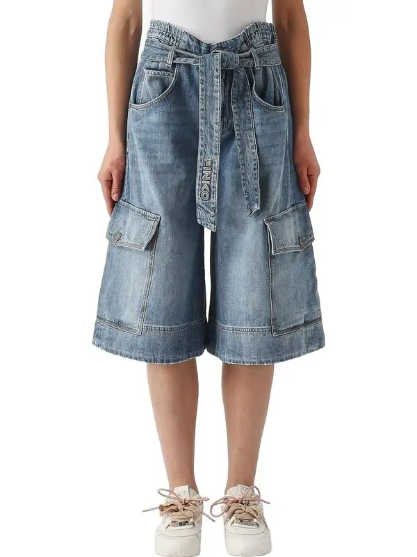 Pinko Cotton Cargo Shorts - Denim