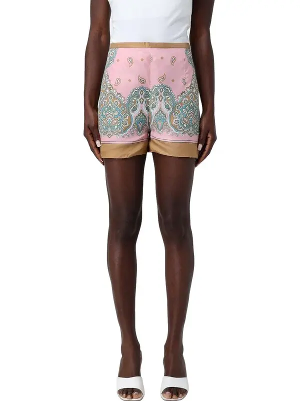 Pinko Satin Shorts With Ethnic Paisley Print - Pink