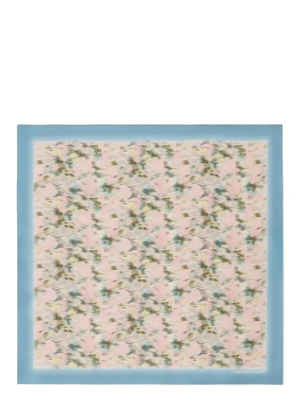 Fabiana Filippi Silk Foulard, Floral & Striped Print - Fa01
