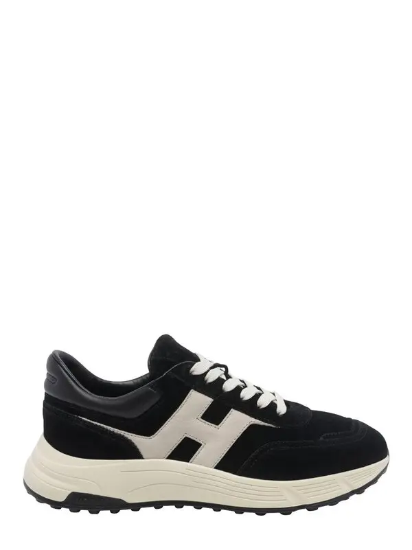 Hogan Hyperlight Suede Leather Sneakers With Chunky Sole - Black