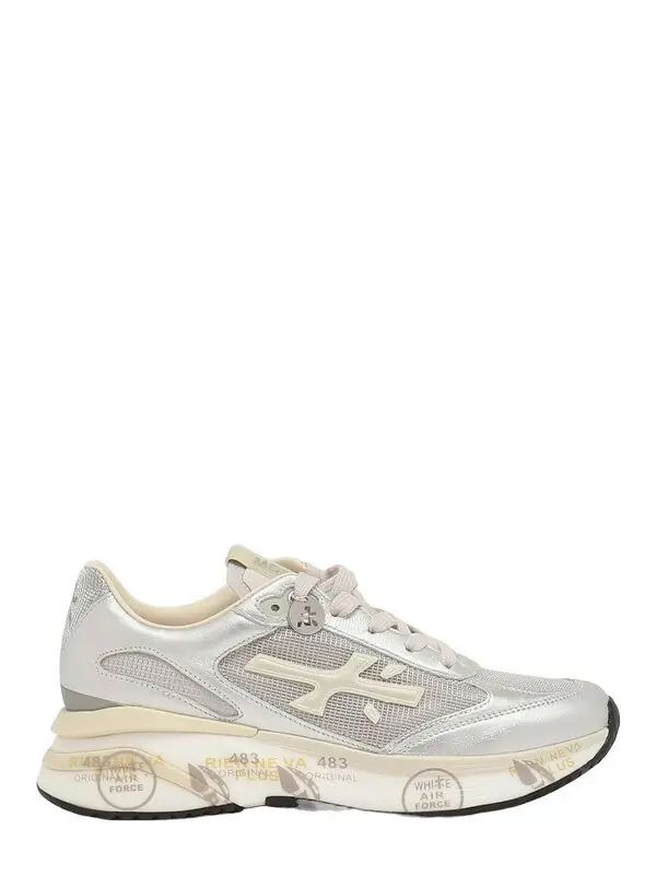 Premiata Moerund Laminated Leather And Mesh Sneakers - Silver