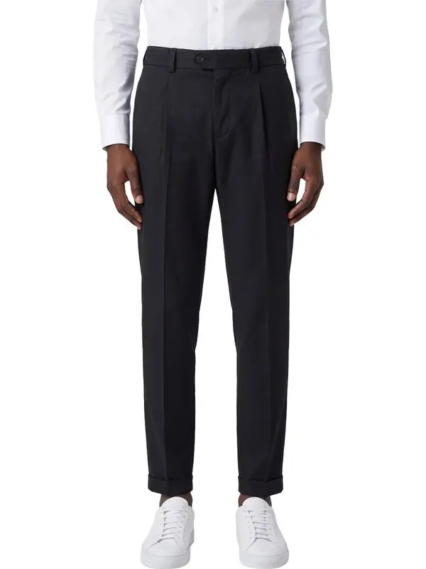 PT TORINO Slim Fit Chino Pants In A Linen And Cotton Blend With Belt Loops - Black