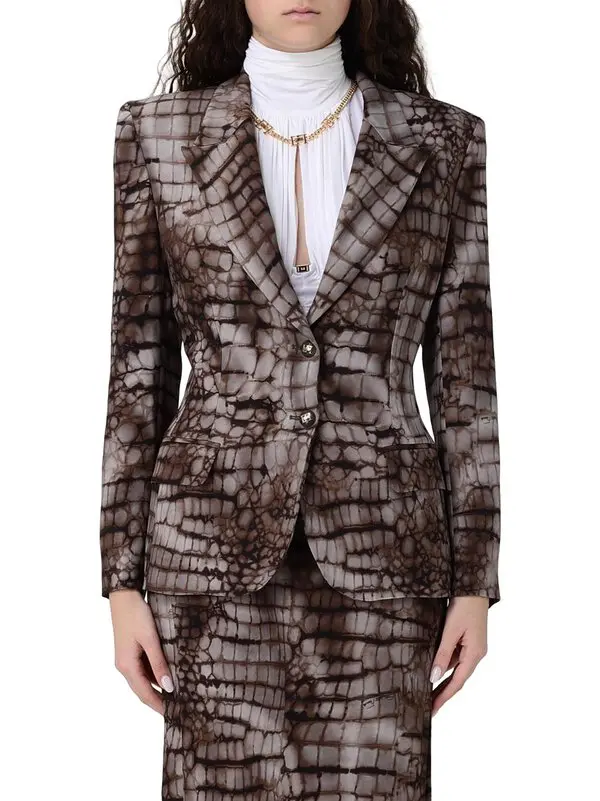 Elisabetta Franchi Tailored Blazer With Print - Brown