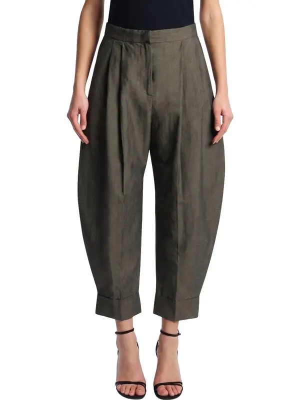 PT TORINO Cropped Cotton And Linen Blend Trousers - Brown