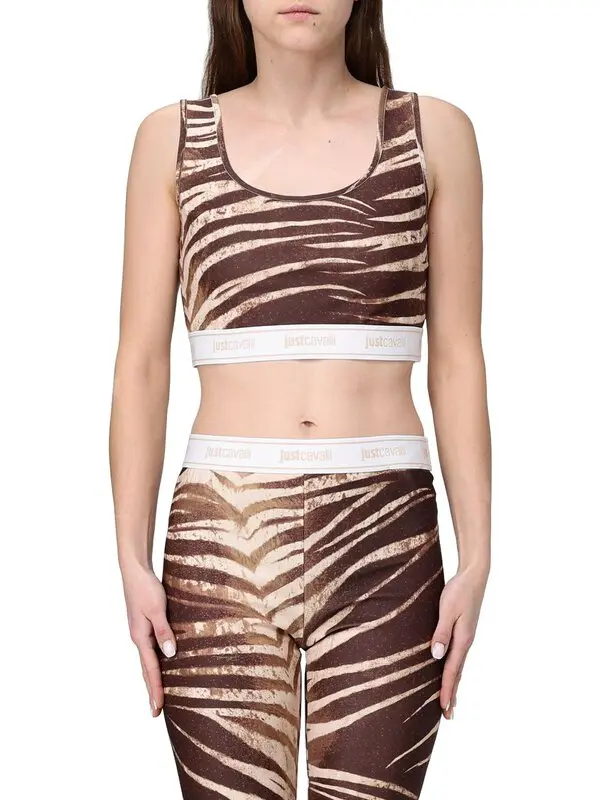 Just Cavalli Animal Print Racerback Crop Top - Brown