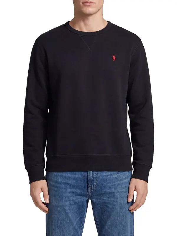 Polo Ralph Lauren Crewneck Sweatshirt In Cotton With Embroidered Pony Logo - Black