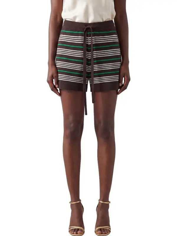 PAROSH P.a.r.o.s.h. Striped Wool And Silk Blend Knit Shorts - Dark