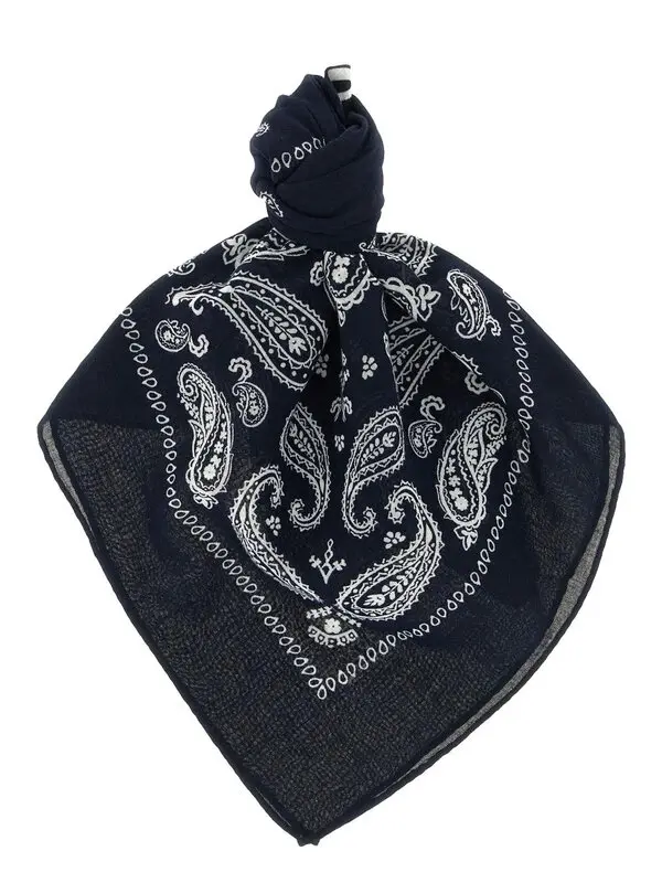 Polo Ralph Lauren Ethnic Print Cotton Bandana With Logo - Blue