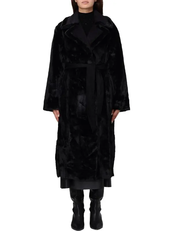 KAOS Long Fur Coat - Black