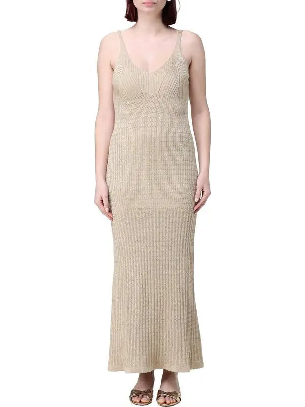 TWINSET Viscose Blend Midi Dress - Sand