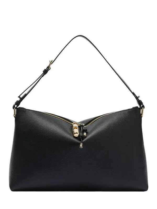 Furla Debby Grained Calfskin Leather Shoulder Bag - Black
