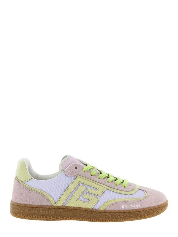 Balmain Suede And Mesh Lace-up Low Top Sneakers - Multicolor