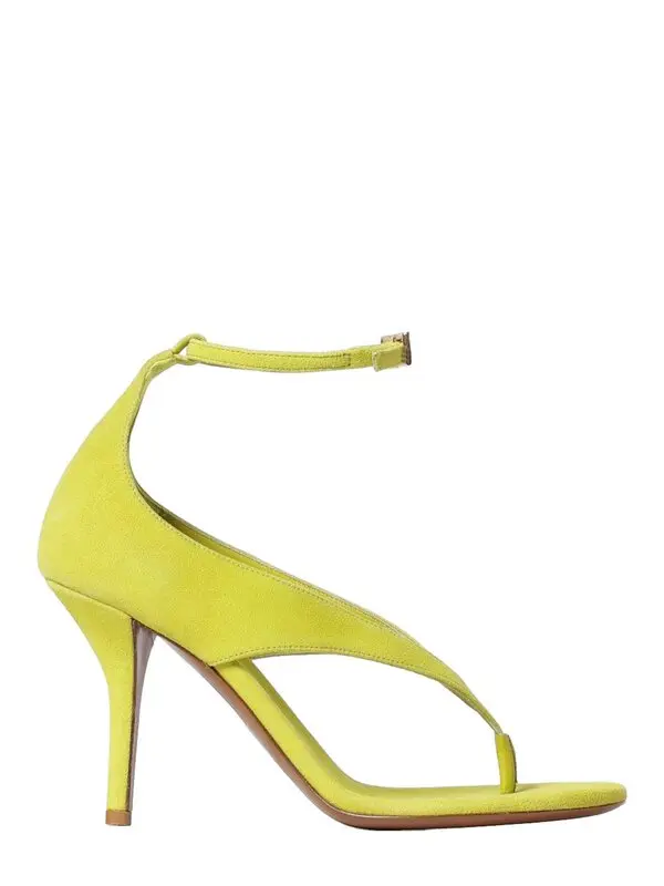 GIA BORGHINI Suede Leather Thong Sandals With Stiletto Heel - Green