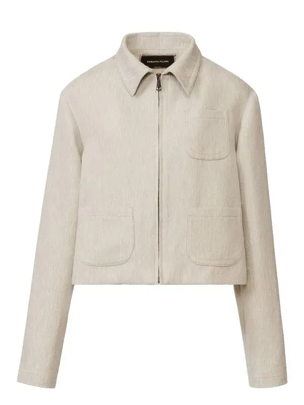 Fabiana Filippi Cotton, Linen, And Virgin Wool Shirt Jacket - Ice