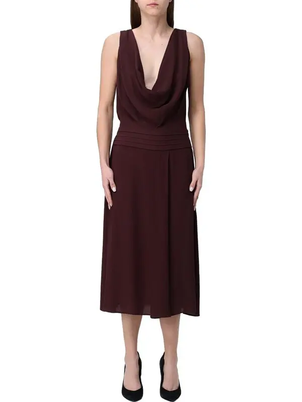 Elisabetta Franchi Sleeveless Cowl Neck Midi Dress - Red