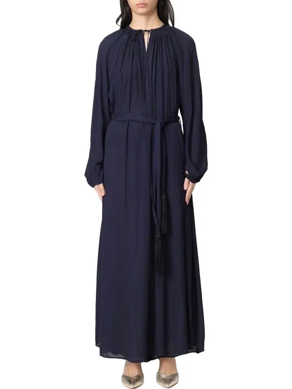FORTE_FORTE Navy Maxi Dress With Tie Belt - Blue