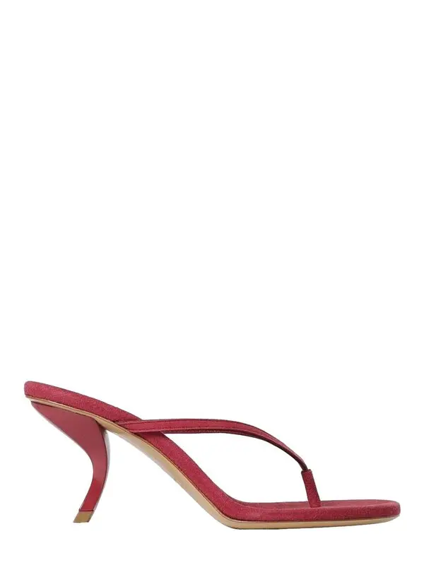 GIA BORGHINI Suede Leather Thong Mules - Red