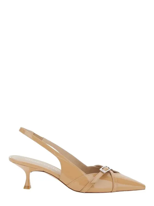 STUART WEITZMAN Patent Leather Slingback Pumps - Beige